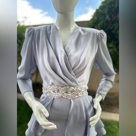 filigree | Dresses | Filigree Light Blue Dress With Beaded Belt Rh82 ...